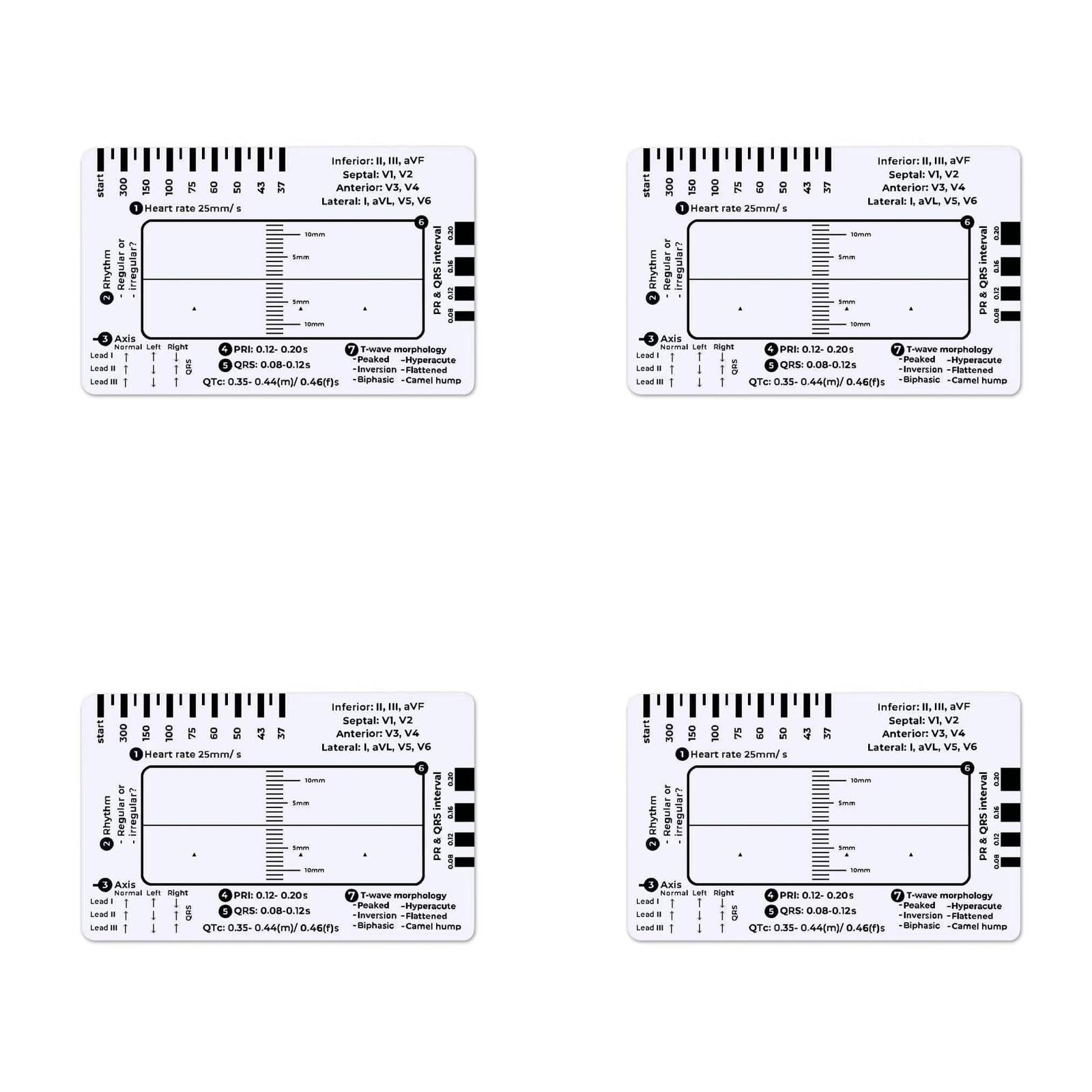 ECG 7 Step Ruler, ECG/EKG 7 Step Ruler Card for ECG/EKG Interpretation ...