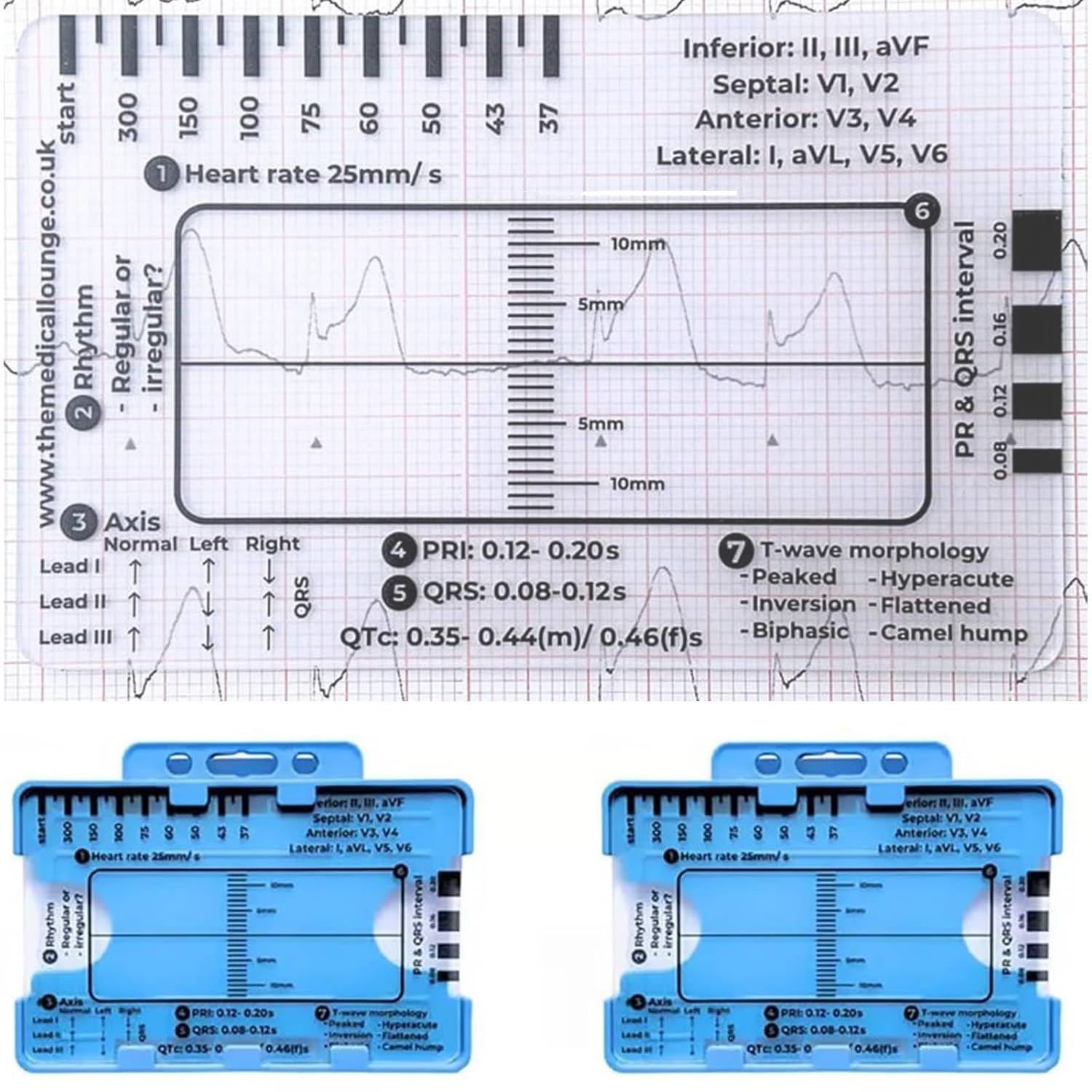 ECG 7 Step Ruler, Plastic ECG Ruler Measuring Tool, 7 Step Plan ...