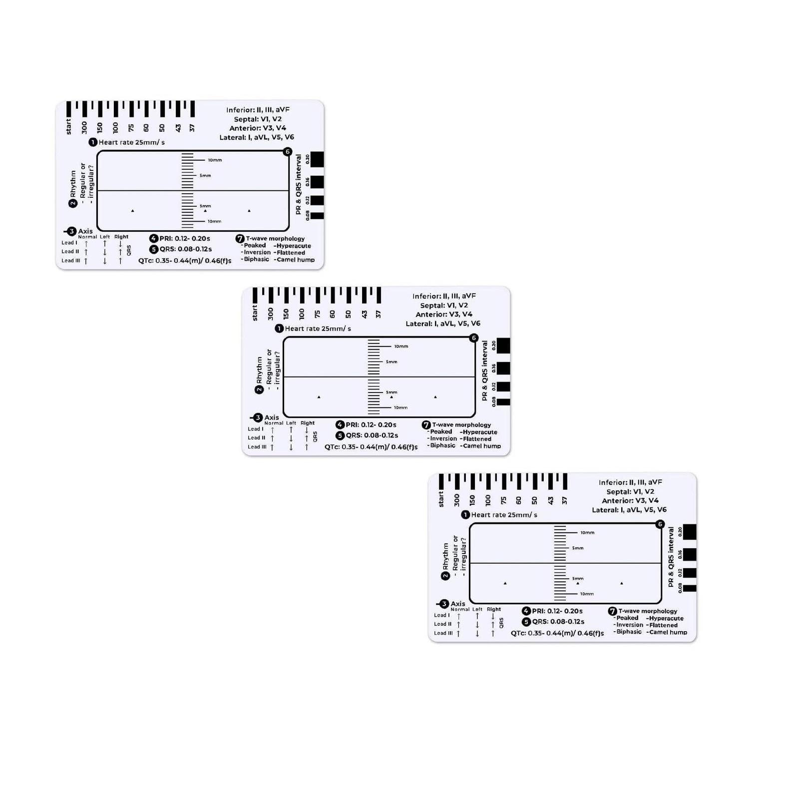 ECG 7 Step Ruler, ECG Ruler Plastic Ruler Measuring Tool, Transparent ...