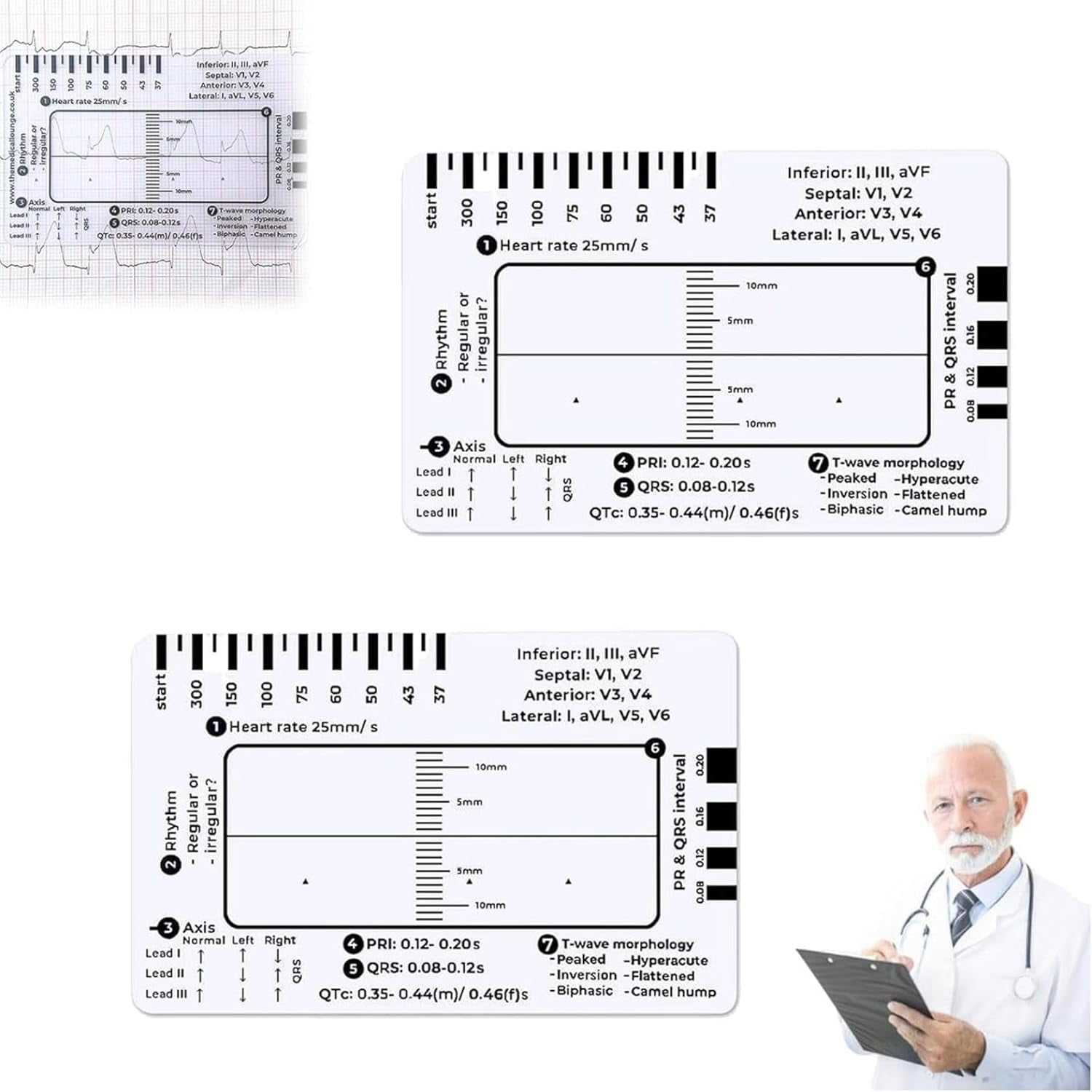 ECG 7 Step Ruler, Ruler Plastic Ruler Measuring Tool, Transparent EKG ...