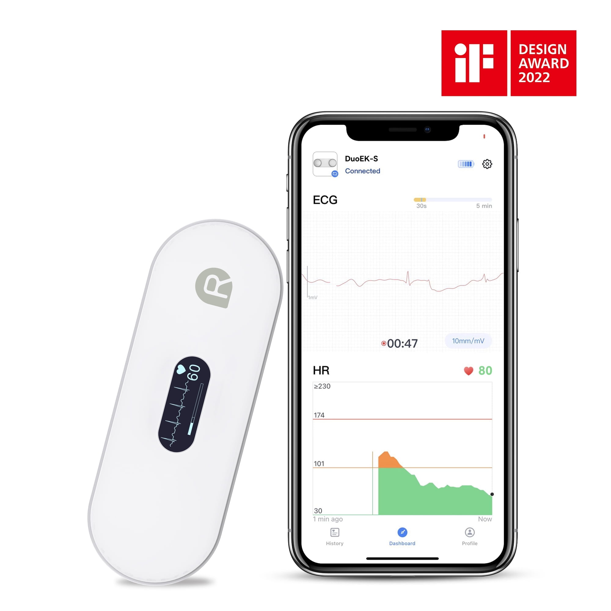 ECG Monitor | Portable EKG Heart Rate Monitor | Wireless Handheld | 30s ...