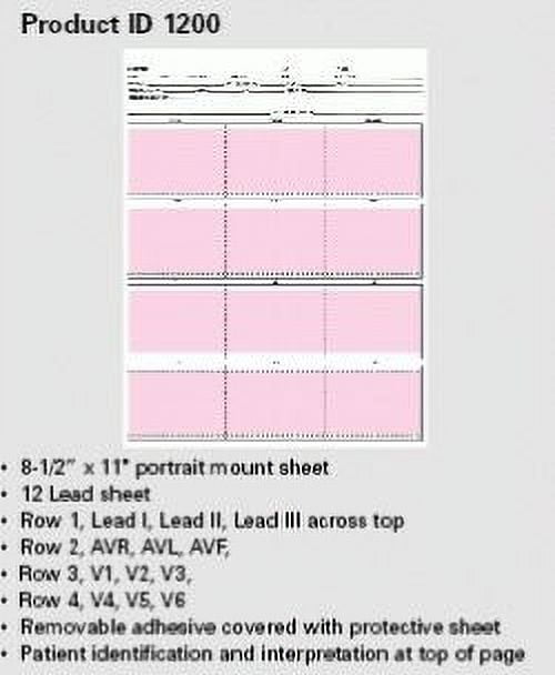 ECG Mount for 12-lead Tracing, 8 1/2" X 11" Portrait Mount Sheet, Peel ...