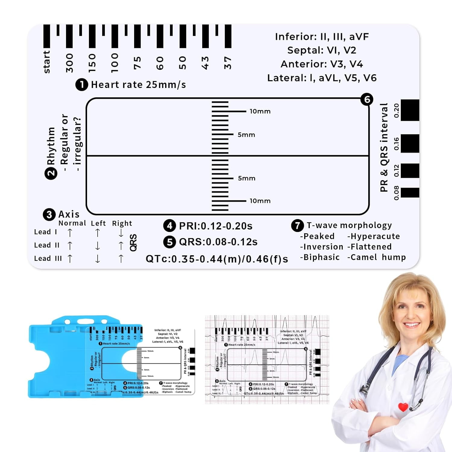 ECG Ruler, ECG 7 Step Ruler, ECG 7 Step Ruler for ECG/EKG ...