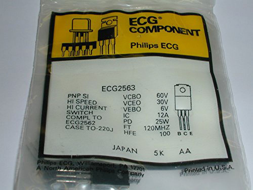 ECG2563 PNP Transistor TO-220J (1 piece) - ECG2563 - Walmart.com