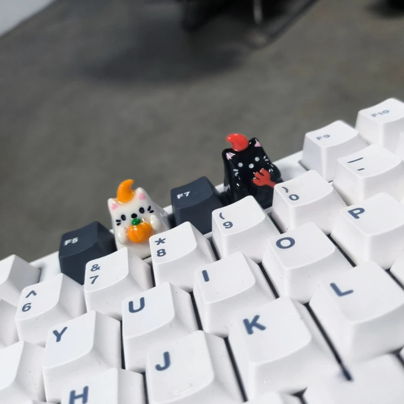 ECHOME Cute Ghost Cat Keycap Clay Artisan Keyboard Cap Original Kawaii ...