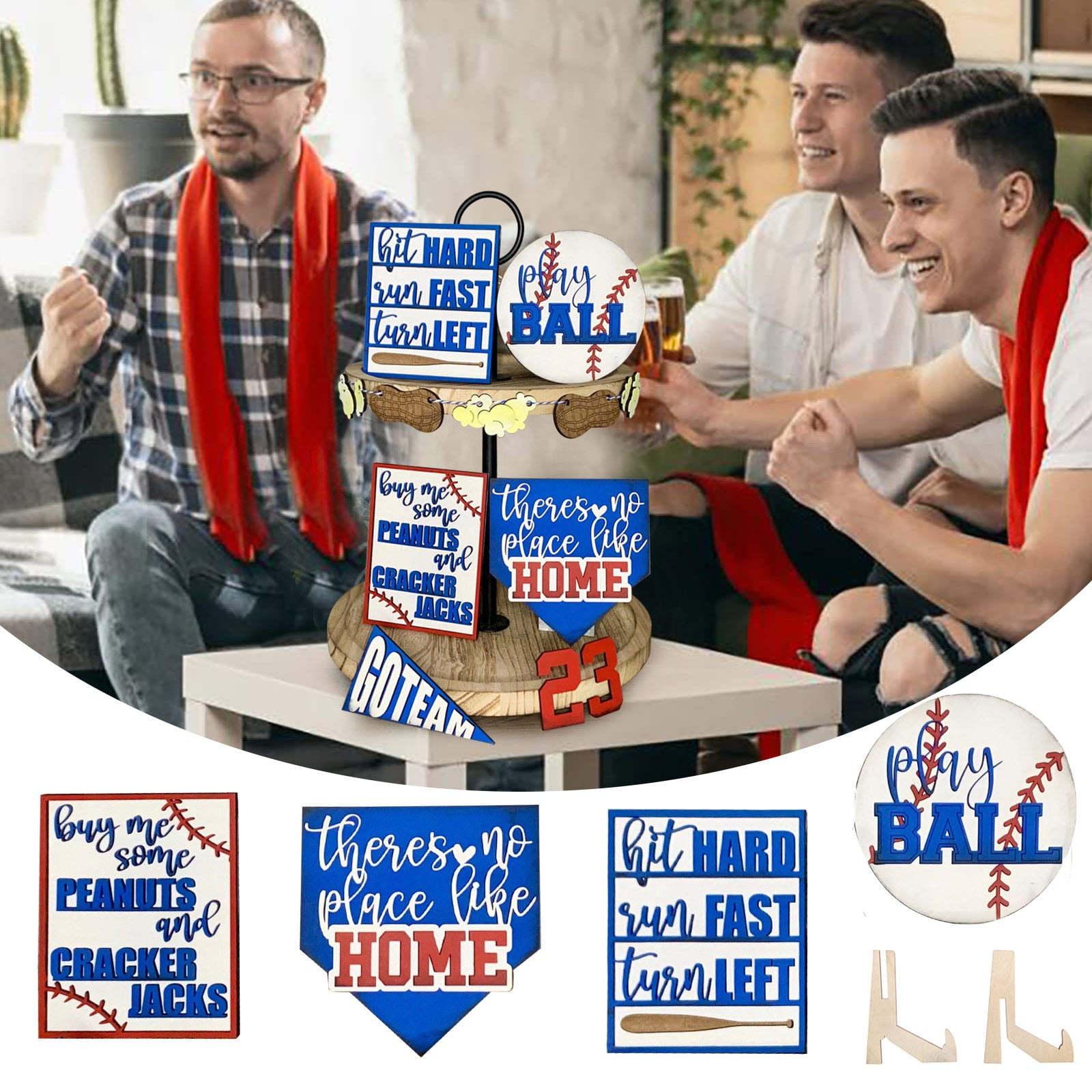 ECHOYY Baseball Tiered Tray | Tiered Tray Bundle | Mini Wood Signs ...