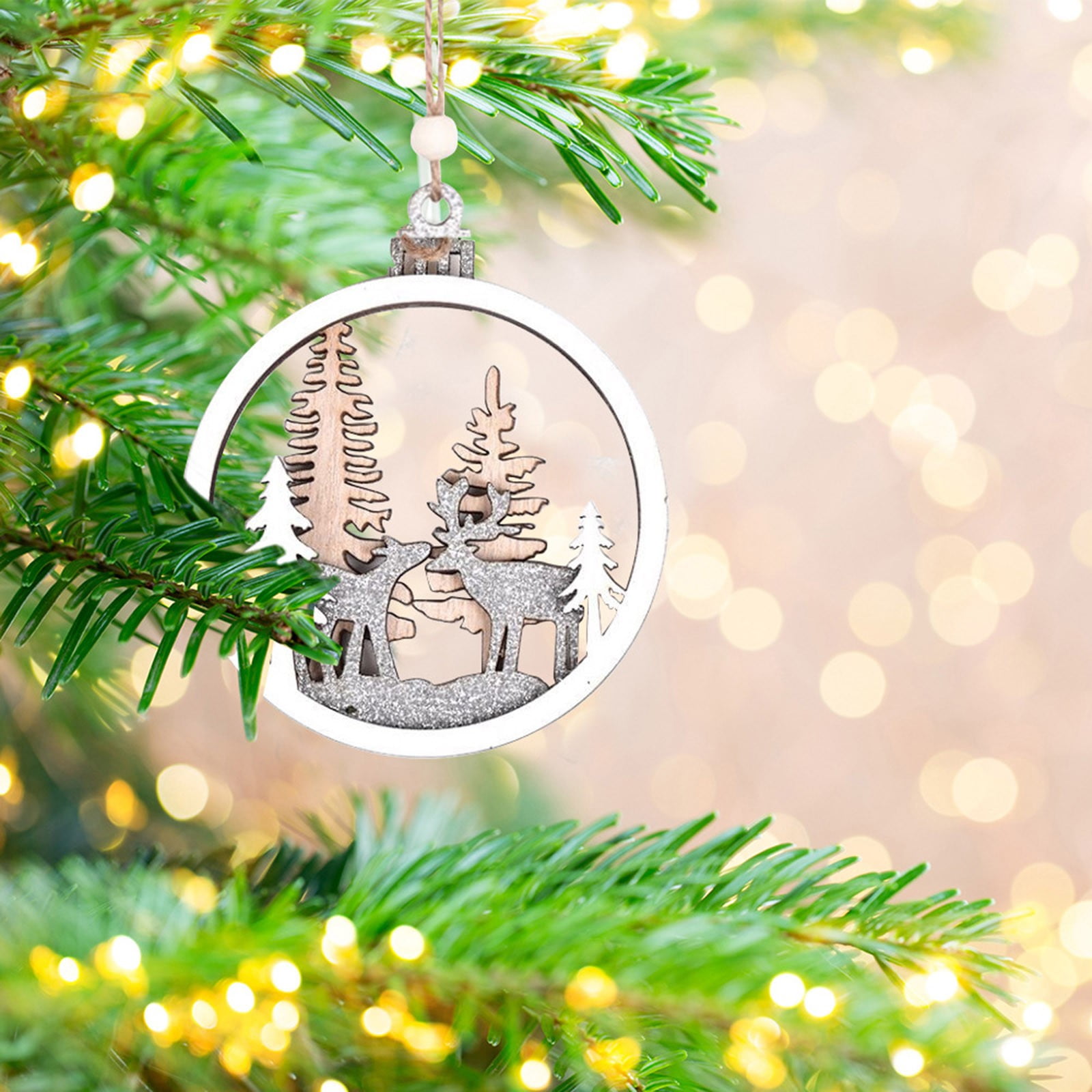 ECHOYY Chritmas Decoration Set Of 6 Ornaments For Christmas Tree Wooden ...