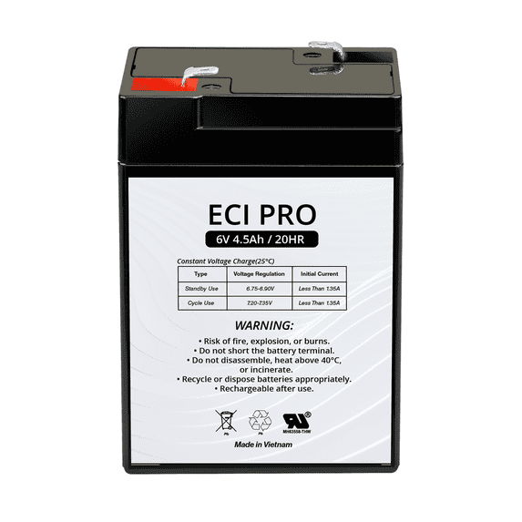 ECI Pro 6V 4.5Ah Sealed Lead Acid (SLA) Battery – Maintenance-Free, Rechargeable – for UPS ...