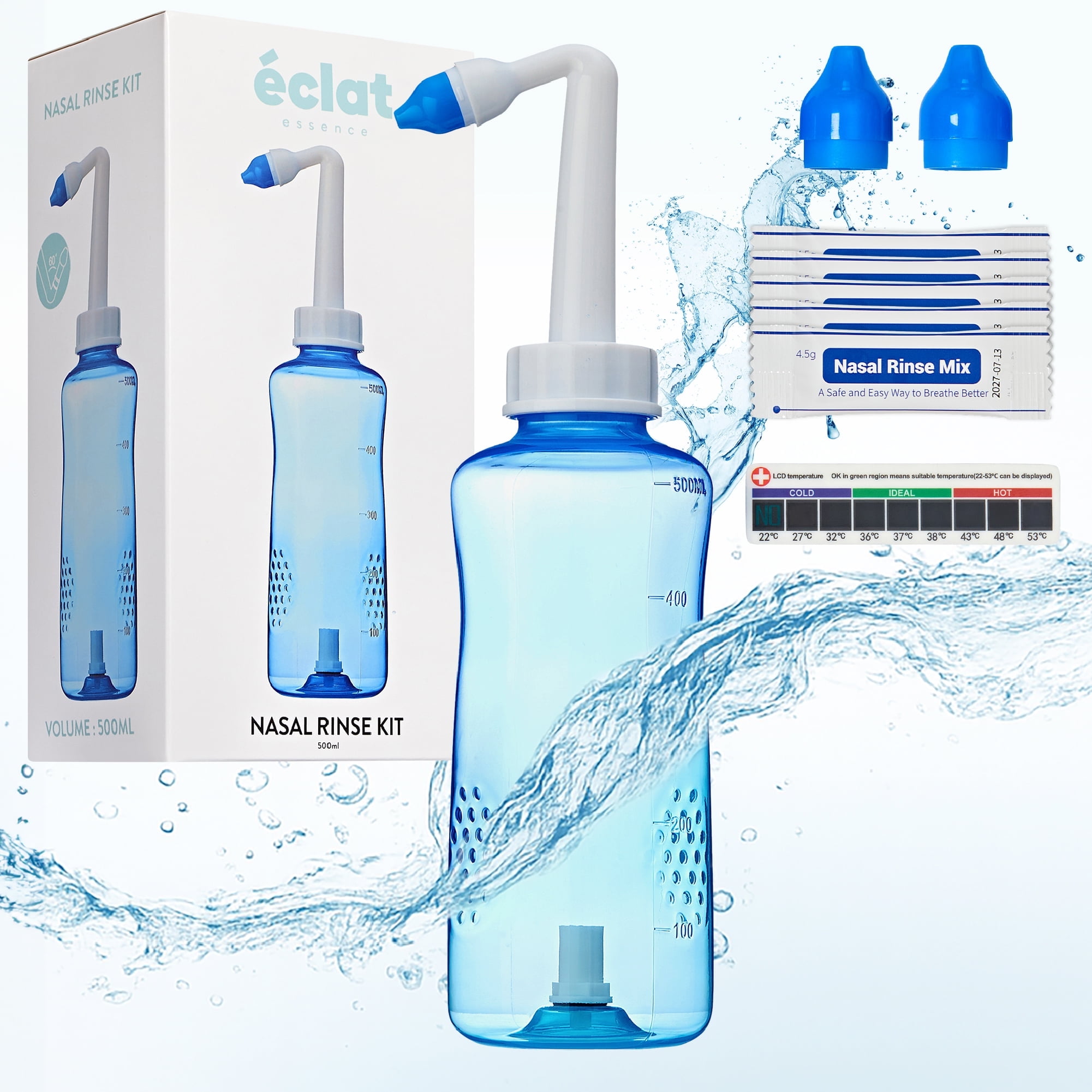 éclat Nasal Rinse Kit - Gentle Pressure Nasal Irrigation, Smart Control ...