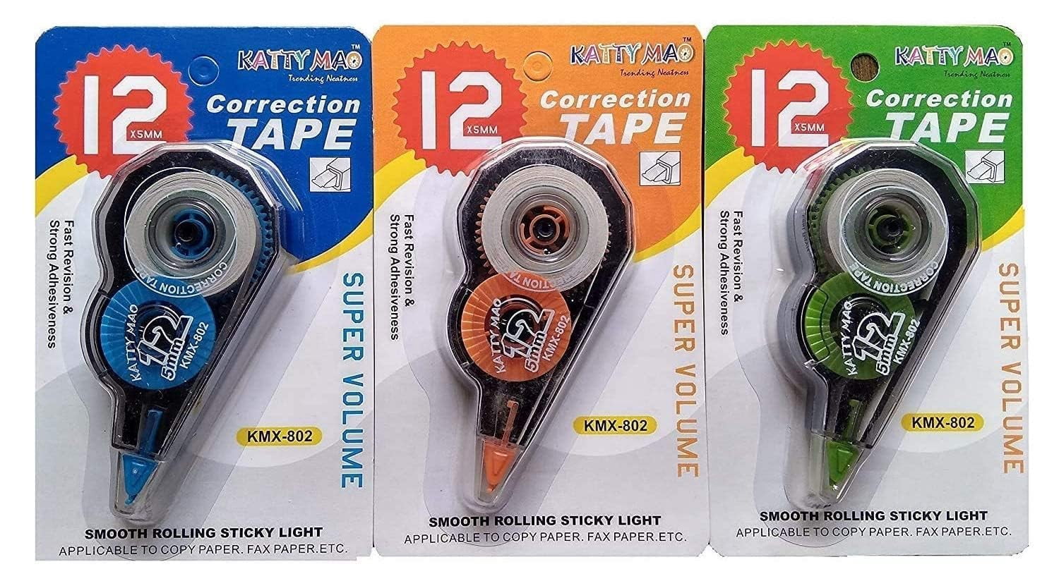 ECLET Correction Tape Pack of 3 Pcs Correction Tape 12 Meter X 5 MM for ...