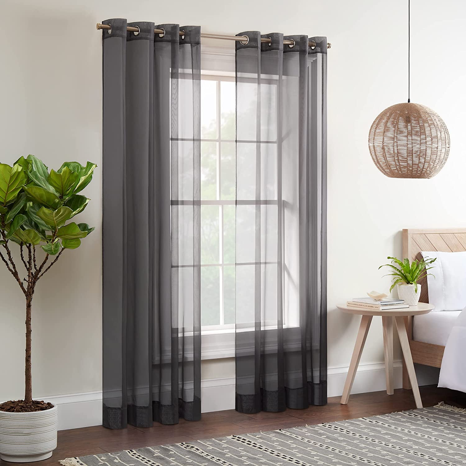 ECLIPSE Kiara Modern Sheer Voile Light Filtering Grommet Window ...