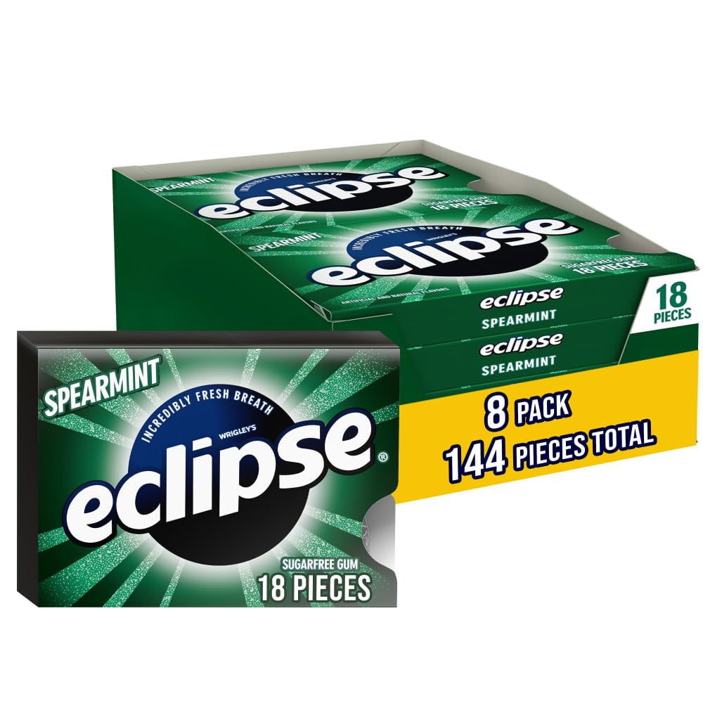 ECLIPSE Spearmint Sugar-Free Chewing MZF22 Gum, 8 Packs, 18-Count Each ...