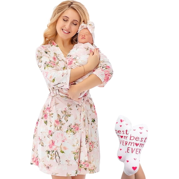 ECO BABY Mommy and Me Robe and Swaddle Set | Maternity Robe and ...