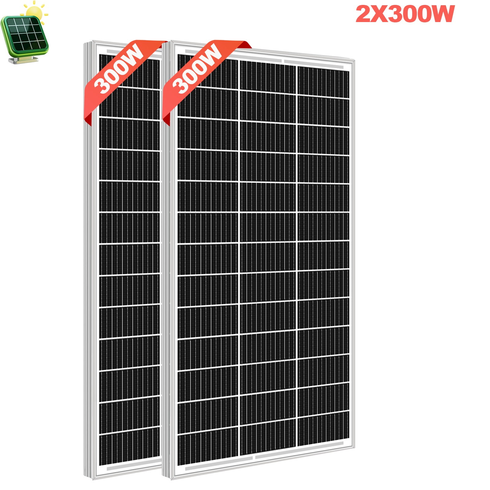 ECO-Baeerss 600W Solar Panels (2 Pack 300W), 22% High-Efficiency, 12 ...