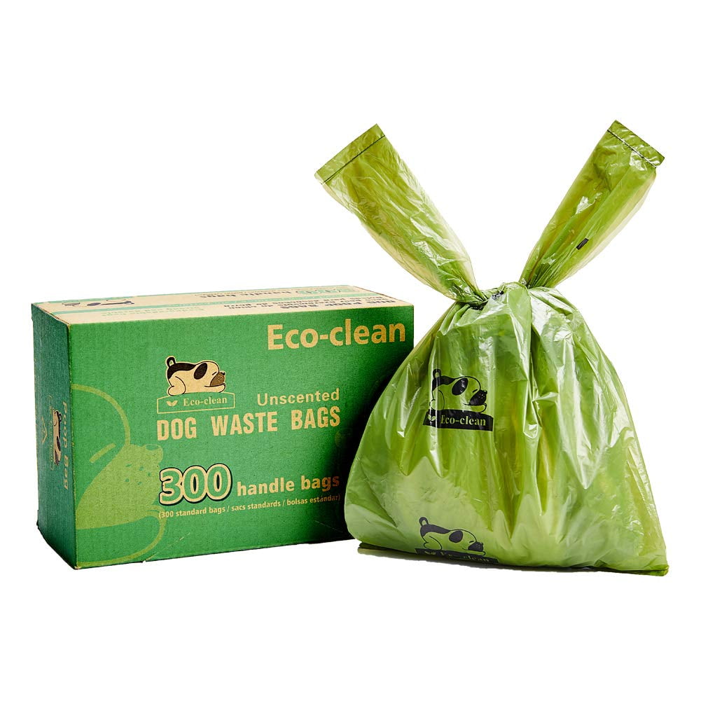 ECO-CLEAN Dog Poop Bags, 300-Count Dog Waste Bags with Easy-Tie Handles ...