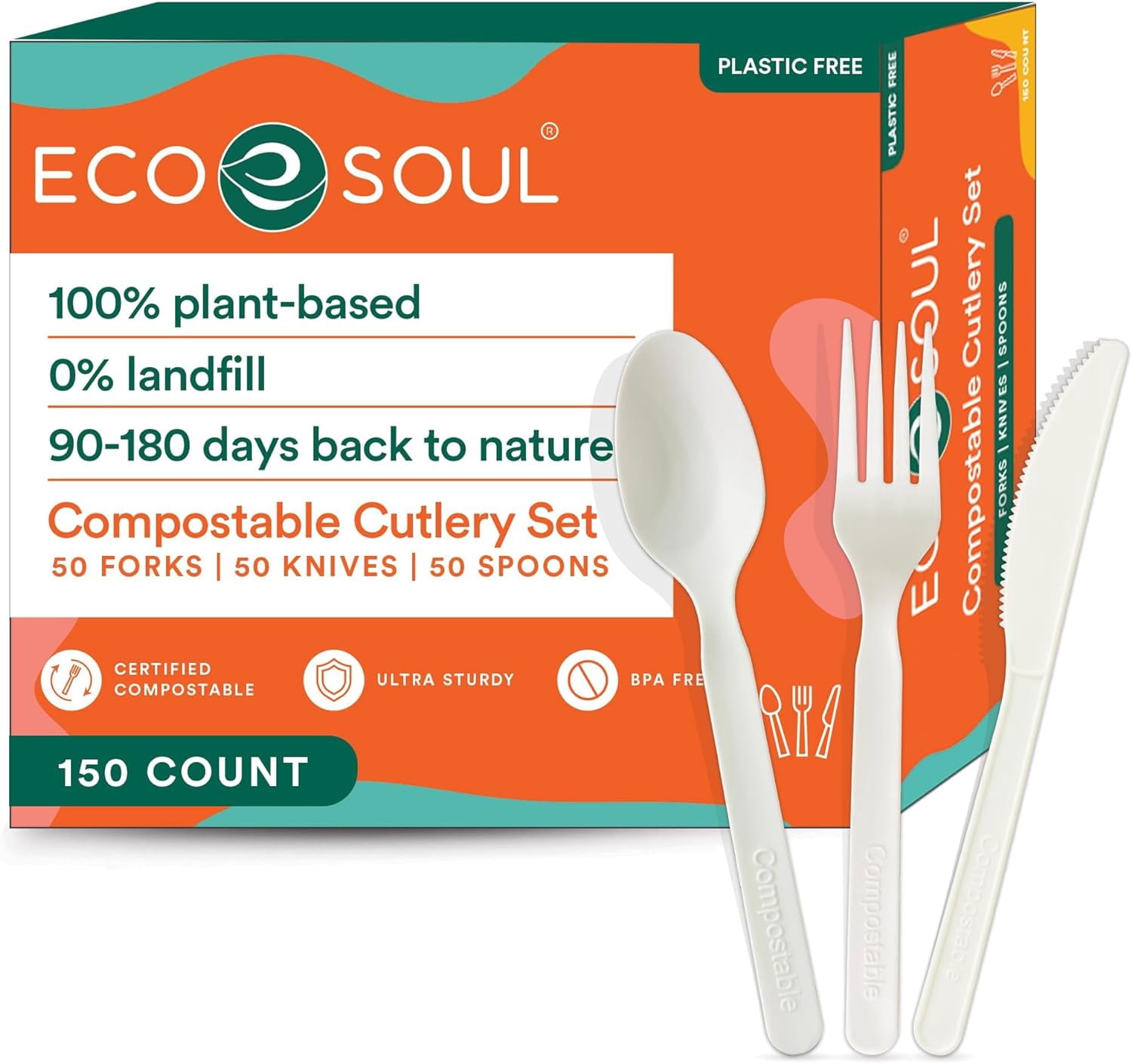 ECO SOUL Plant-Based Assorted Cutlery | (Set of 150) - Walmart.com