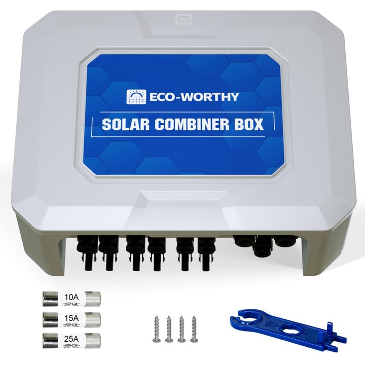 ECO-WORTHY 6 String Solar PV Combiner Box, with Built-in 25A Current ...