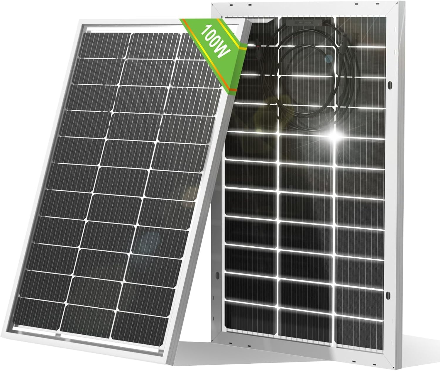 ECO-WORTHY Bifacial 100 Watt 12 Volt Solar Panel Monocrystalline Rigid ...