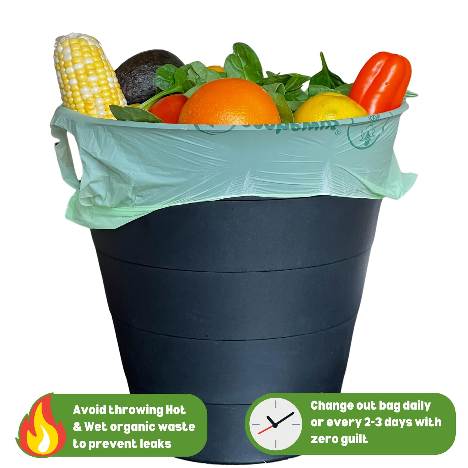 ECOBEWUS 2.6 Gallon AJH3 100% Compostable Bags Handle Tie Bags) Small ...