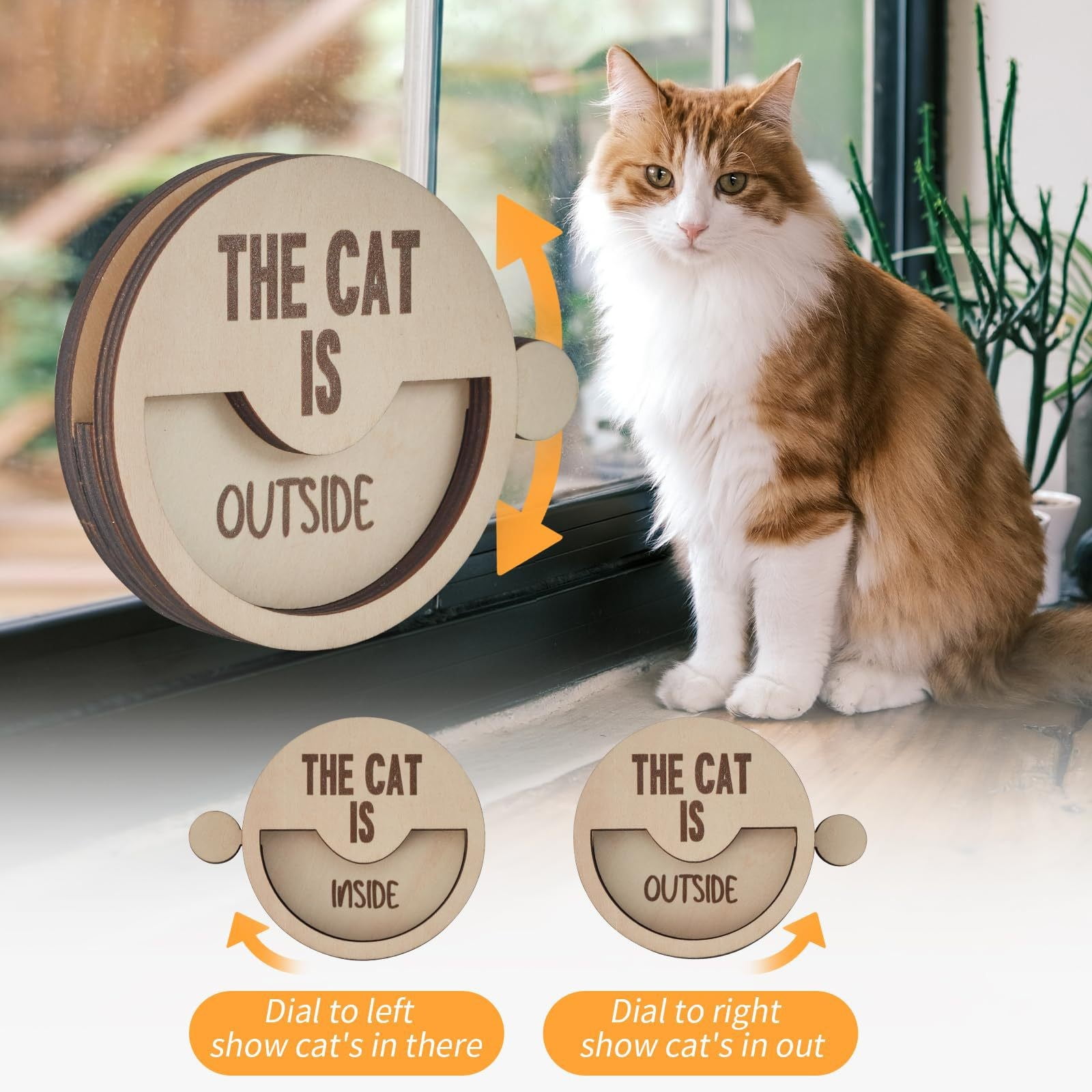 ECODDDE Cat is In or Out Sign Reminder,Cat Inside Outside Wooden Door ...