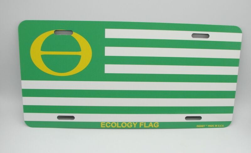 ECOLOGY FLAG METAL CAR NOVELTY LICENSE PLATE. ENVIRONMENTAL AWARENESS ...