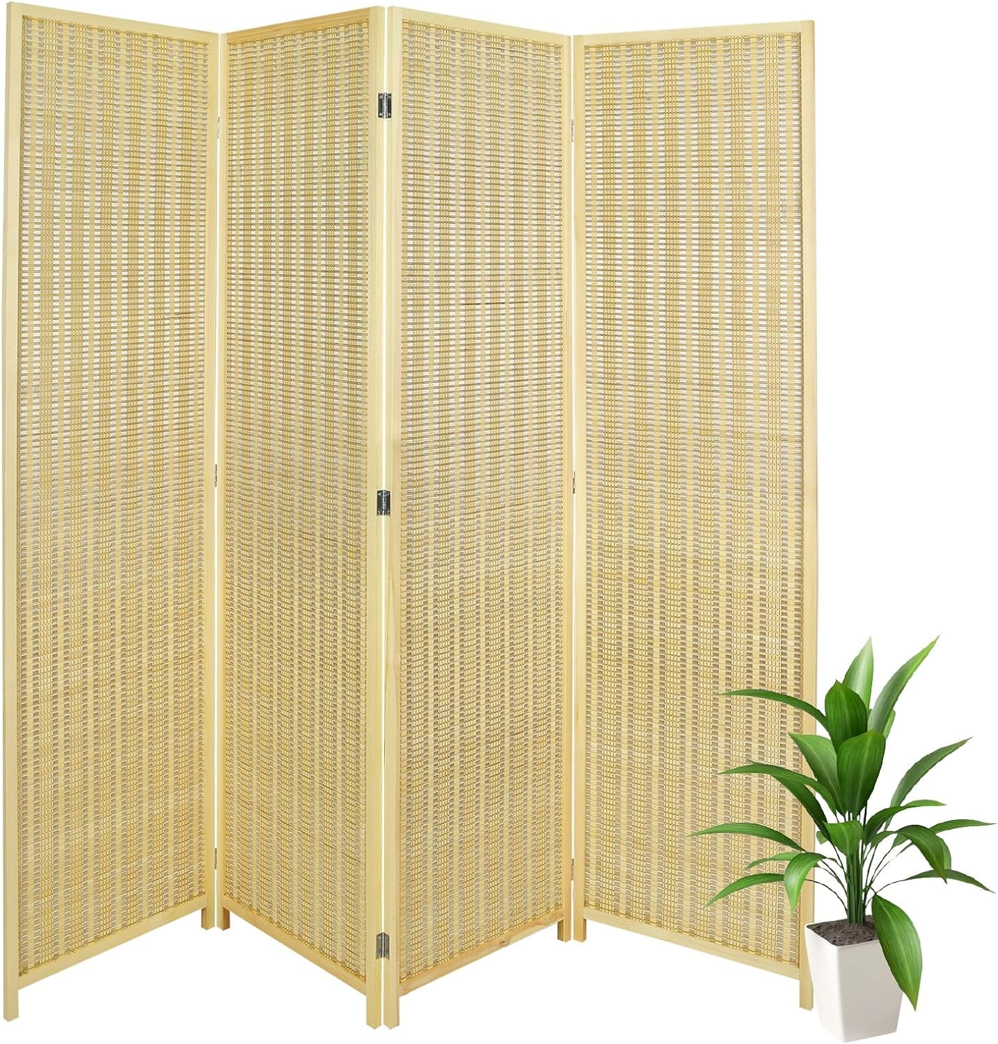 ECOMEX 6 Panel Wood Room Divider 5.6ft.Tall Folding Privacy Screen ...