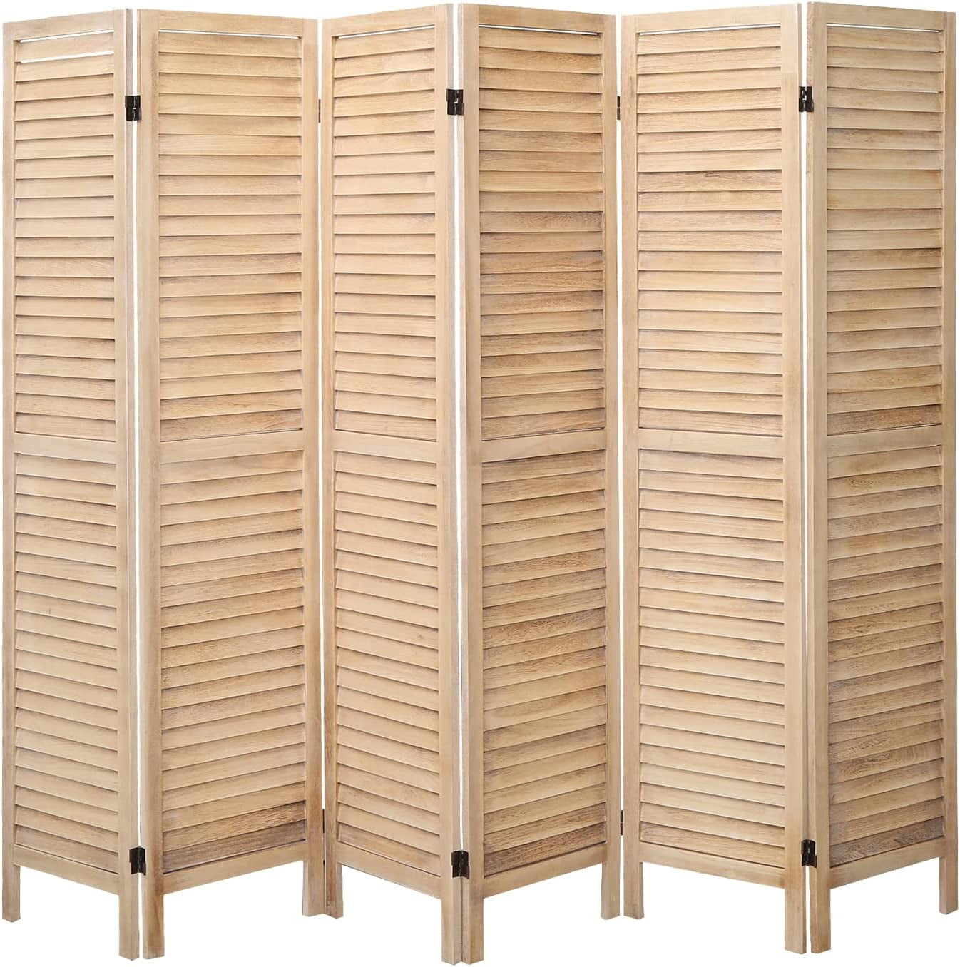 ECOMEX 6 Panel Wood Room Divider 5.6ft.Tall Folding Privacy Screen ...