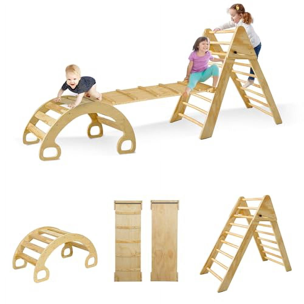 ECOMEX 7 in 1 Pikler Triangle Set, Foldable Triangle Ladder with Ramp ...