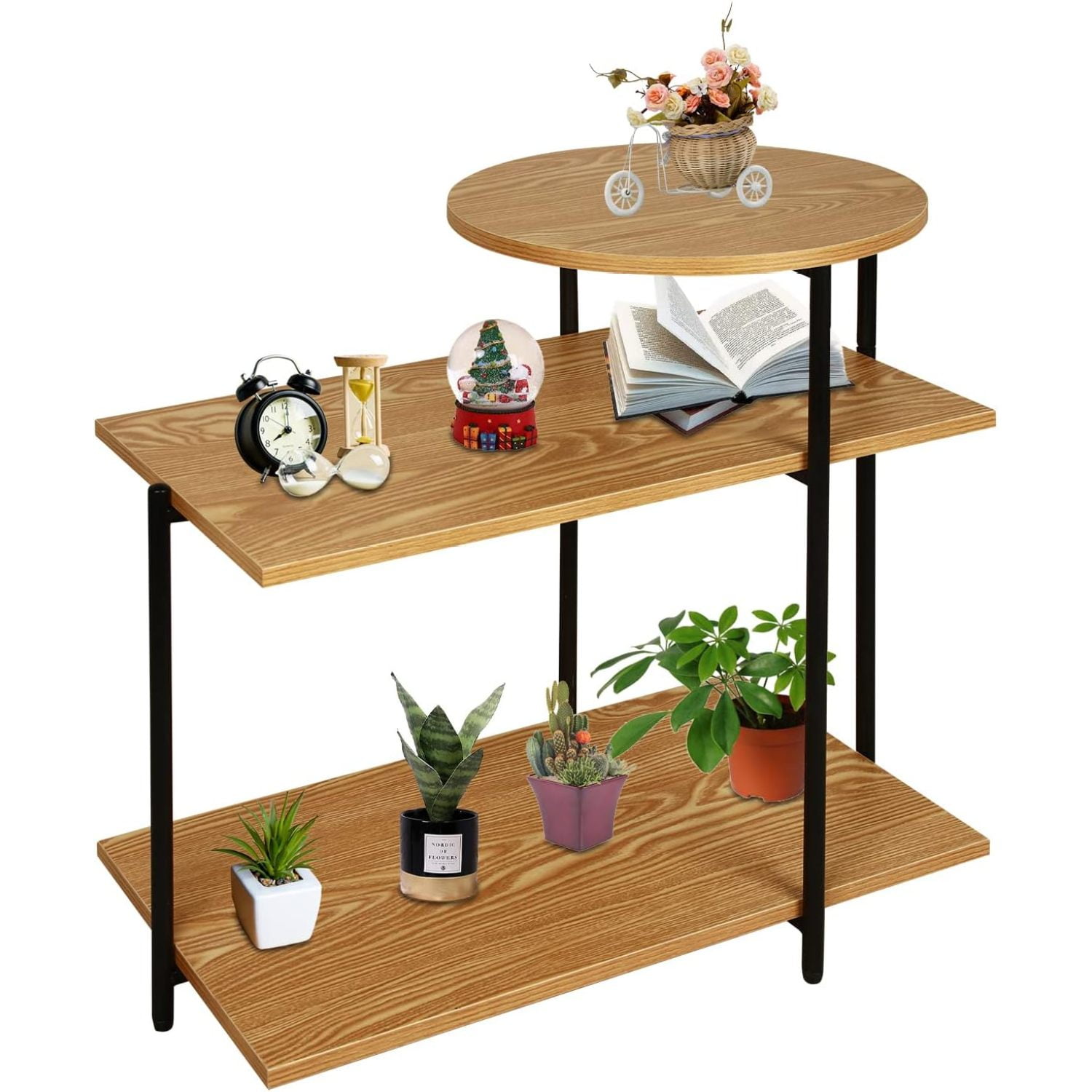 ECOMEX Console Table with Shelves, 3-Tier Wood Sofa Table with Storage ...