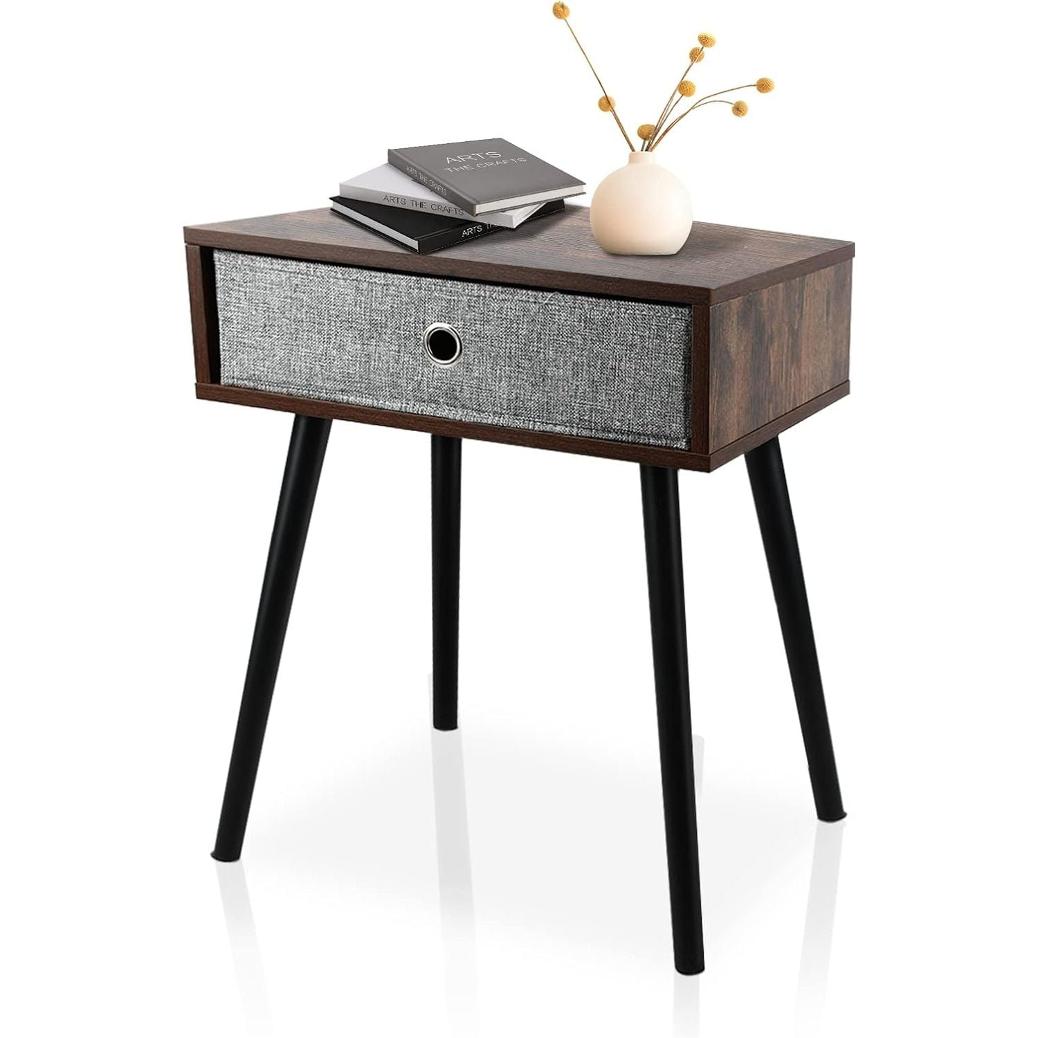 ECOMEX Nightstand End Table, Storage Drawers, Mid-Century Modern Side ...