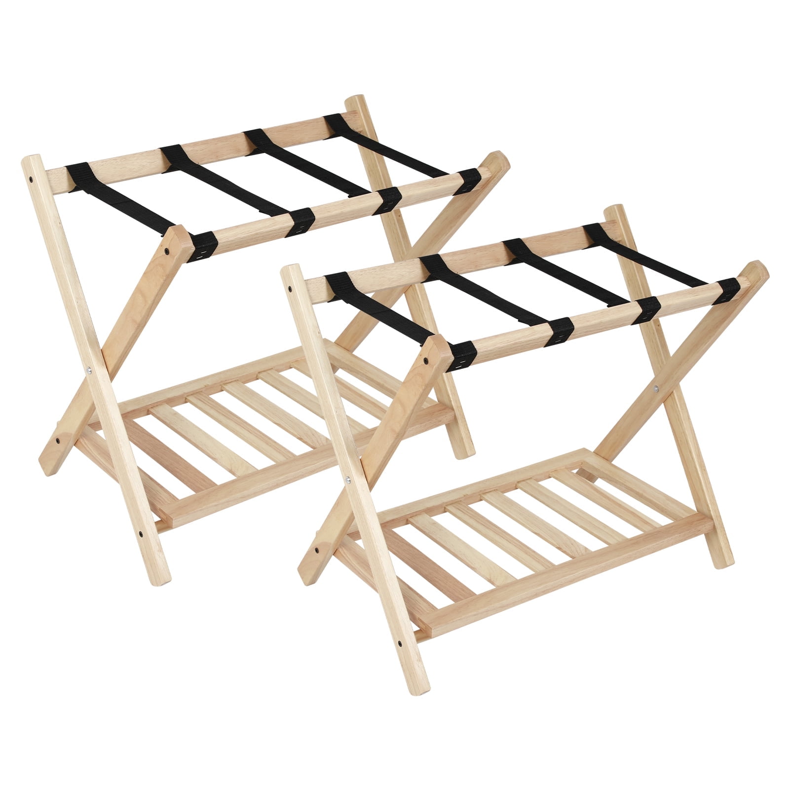 ECOMEX 2-Pack Solid Wood Folding Luggage Rack, Suitcase Holder for ...