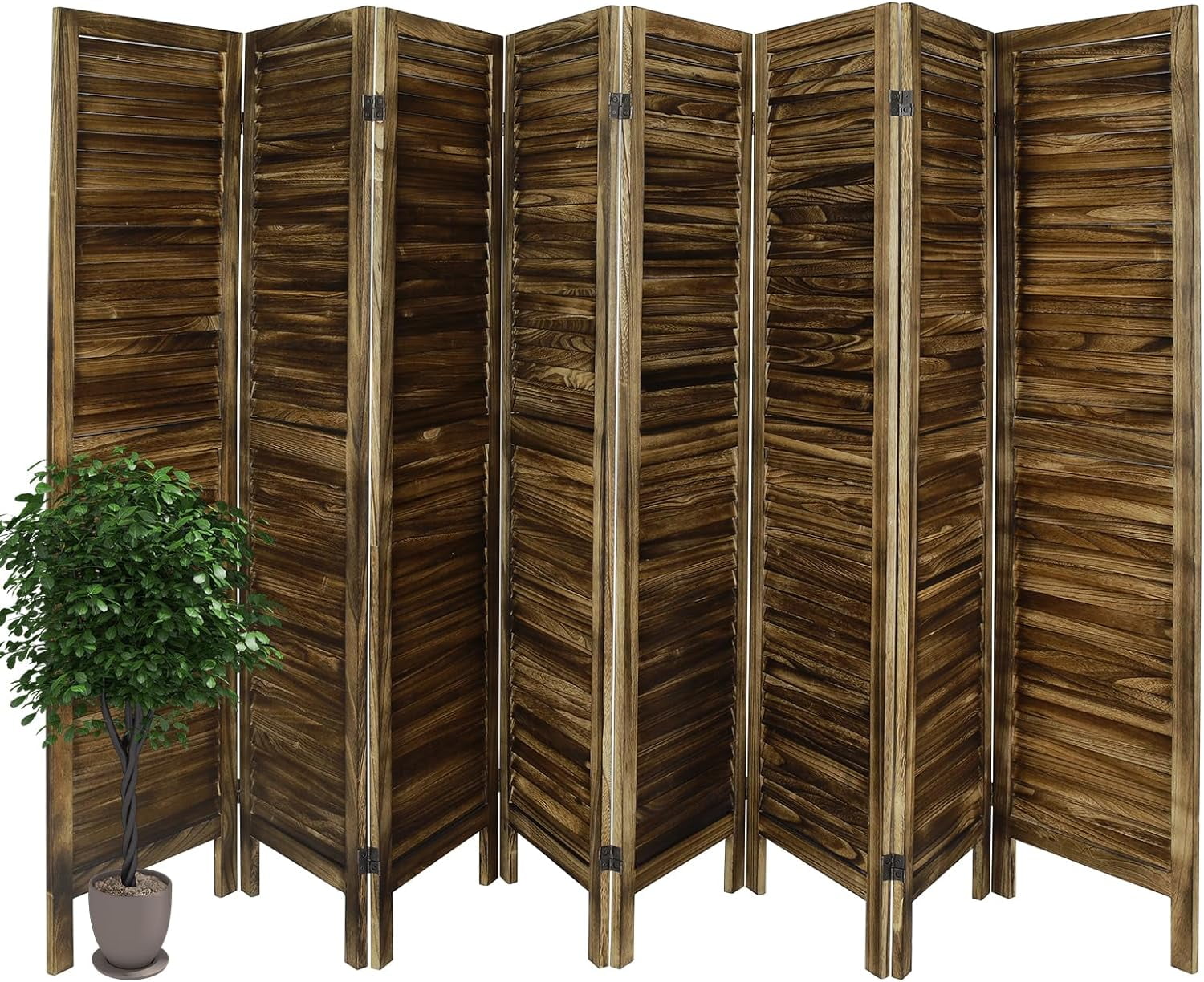 ECOMEX Room Divider 8 Panel with Louvered Design, 5.6ft Tall Wood ...