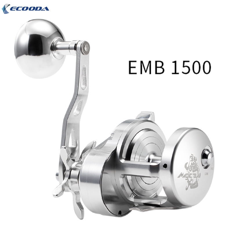 ECOODA EMB 1500 Left hand Silver Slow Pitch Jigging Reel Speed8+1 BB ...