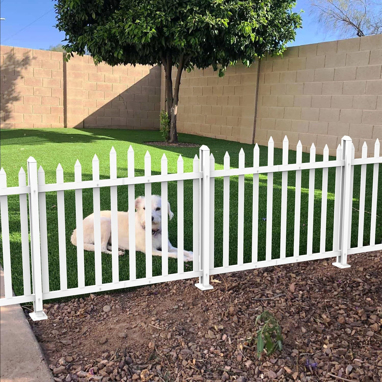 ECOOPTS 36" H x 84" W Vinyl Picket Fence Panels White Decorative Fence ...