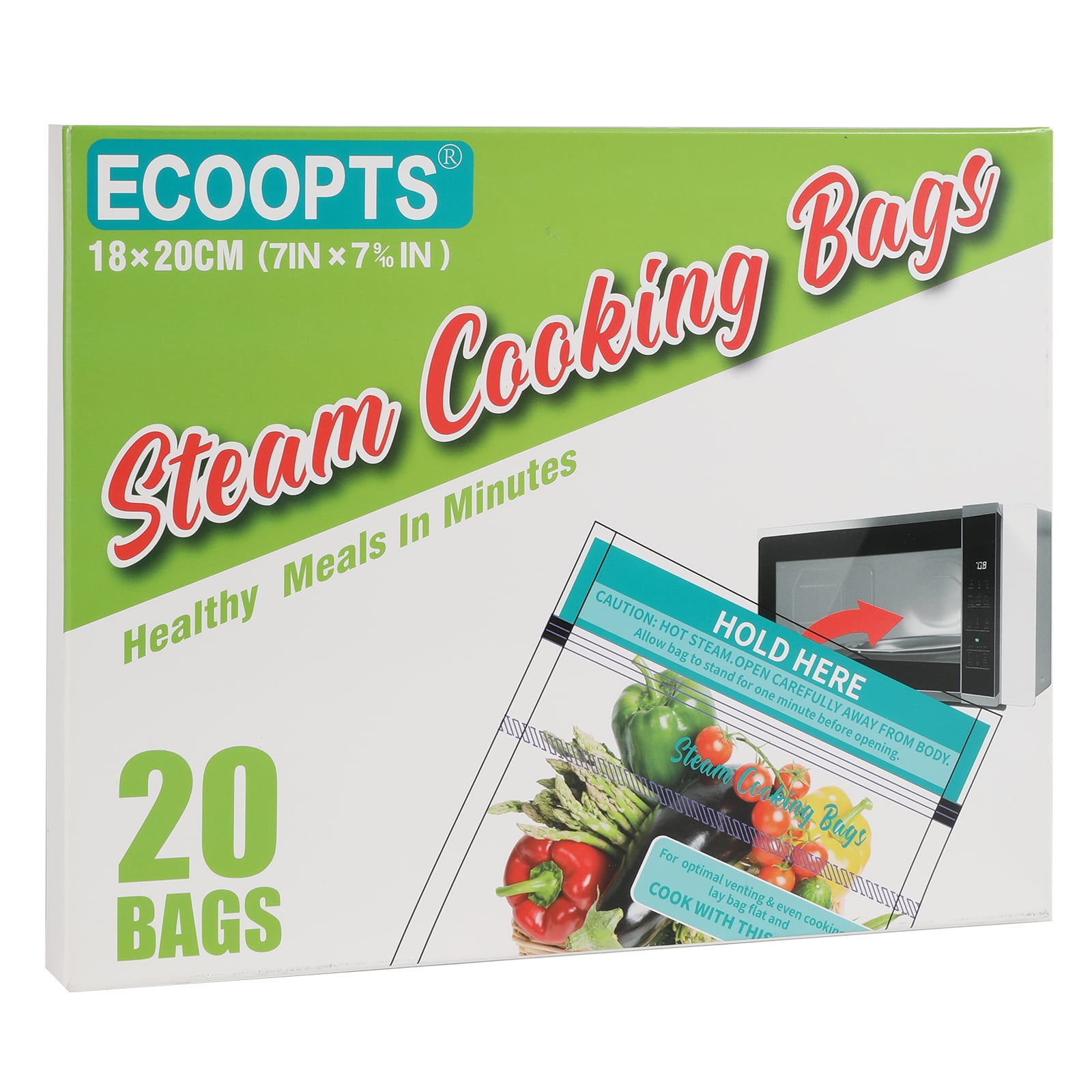 ECOOPTS Microwave Steamer Bags, Steam Veggies, Meat, Fish, and Poultry ...