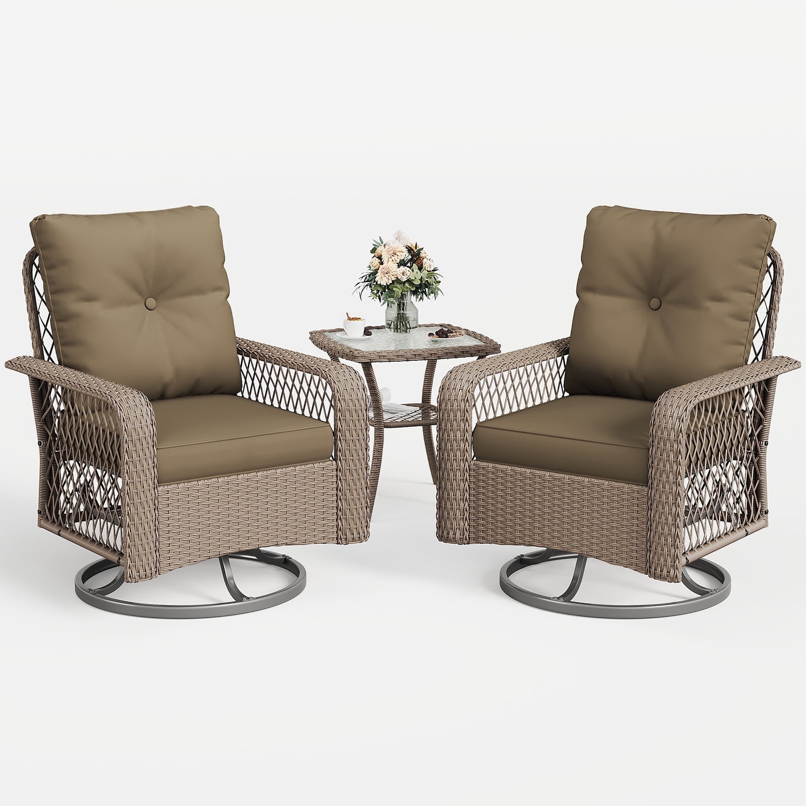ECOPATIO 3 Pieces Patio Furniture Set, Outdoor Swivel Gliders Rocker ...