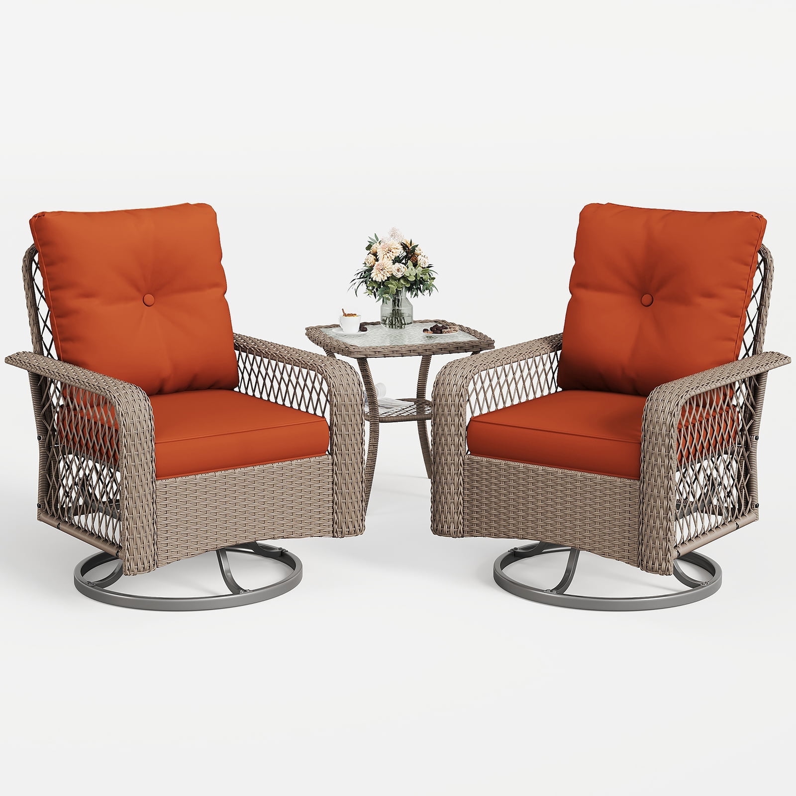 ECOPATIO 3 Pieces Patio Furniture Set, Outdoor Swivel Gliders Rocker ...