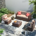 ECOPATIO 5-Piece Outdoor Patio Conversation Set, PE Rattan Wicker ...