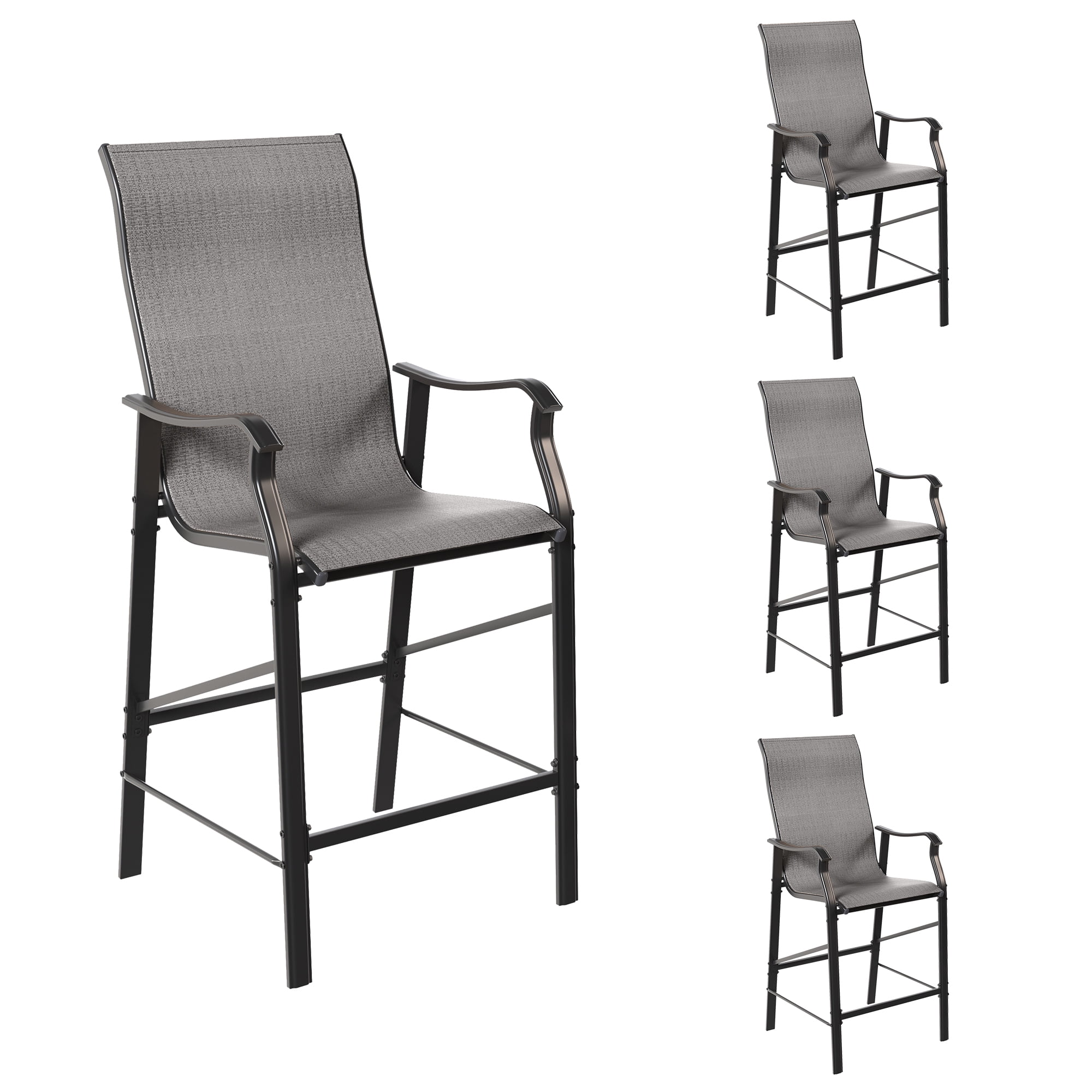 ECOPATIO Outdoor Metal Bar Stools, Set of 2, All-Weather Chairs for ...