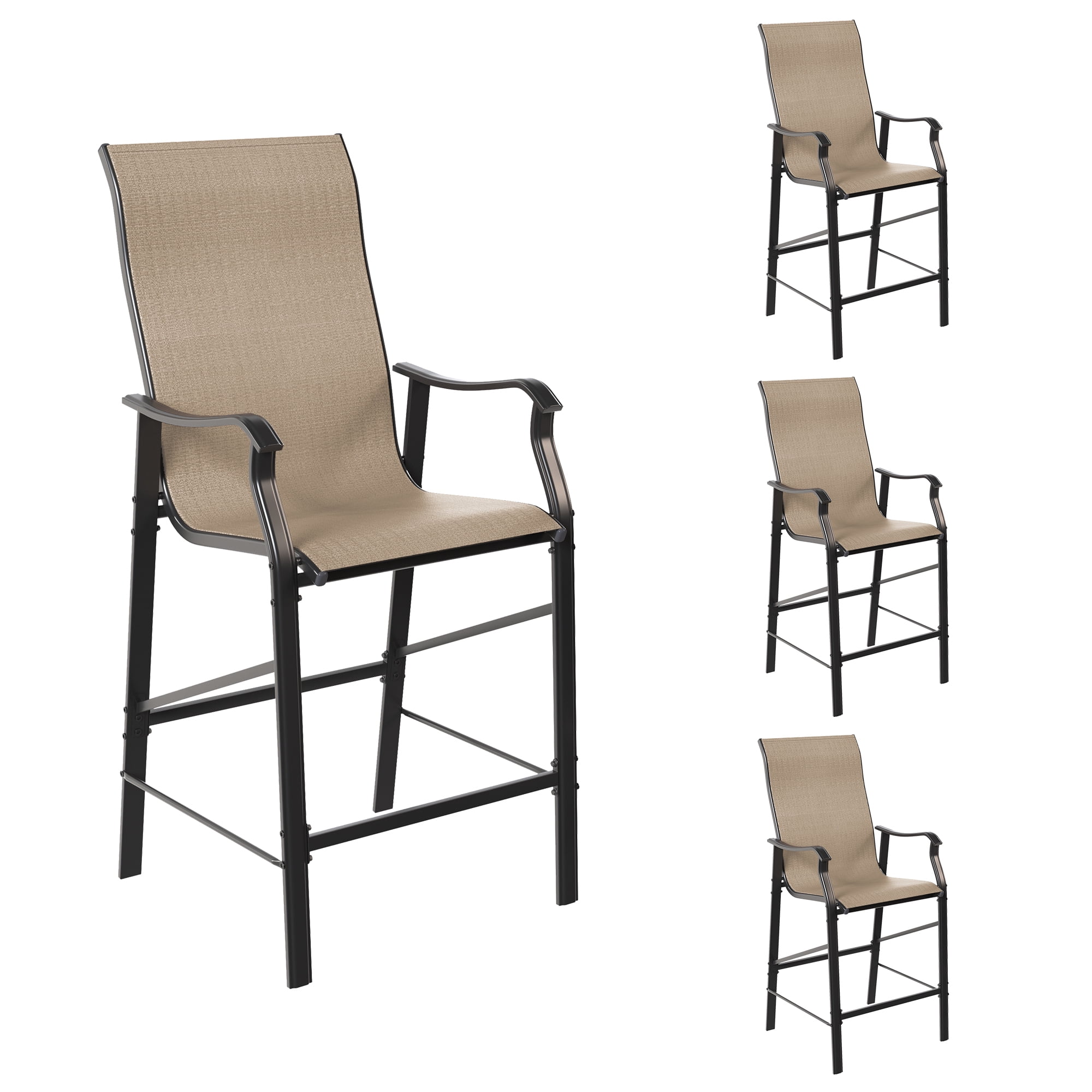ECOPATIO Tall Swivel Metal Bar Stools, Set of 4, All-Weather Patio ...