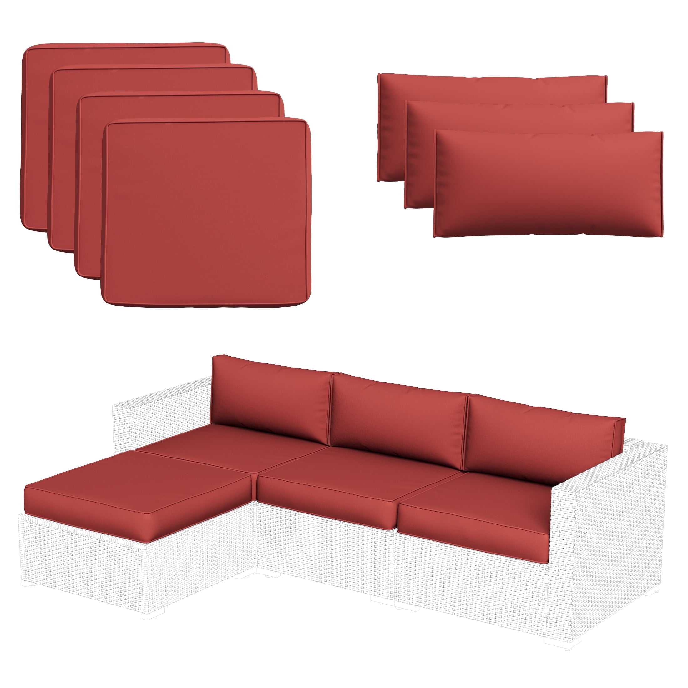 MRUAKA Outdoor Cushions for Patio Furniture, 7-Piece Replacement ...
