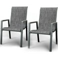 ECOPATIO Pair of Stackable Metal Outdoor Patio Dining Chairs, Armrests ...