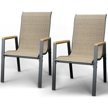Gymax 2-Piece Patio Dining Chairs Set with Steel Frame for Yard and ...