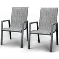 ECOPATIO Stackable Outdoor Dining Chairs Set of 2, Steel Frame, Light ...