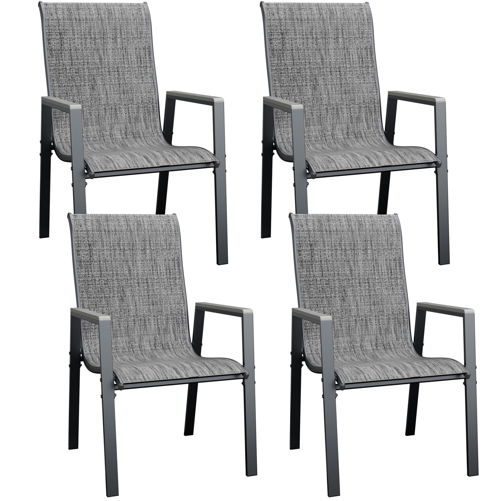 ECOPATIO Stackable Outdoor Patio Dining Chairs Set of 4, Durable Steel ...