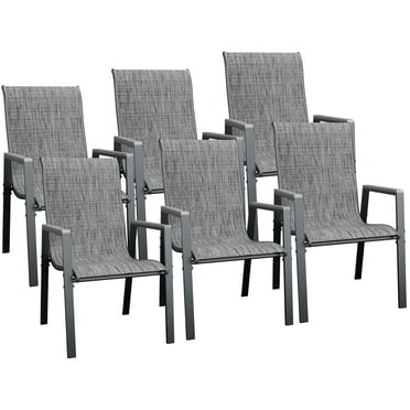 UDPATIO Set of 2 High Back Patio Chairs, All-Weather, Metal Frame ...
