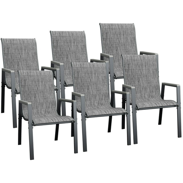 ECOPATIO Stackable Outdoor Dining Chairs Set of 6, Breathable Textilene ...