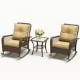 EcoPatio 3-Piece Outdoor Rocking Chairs, Metal Frame Wicker Set for ...