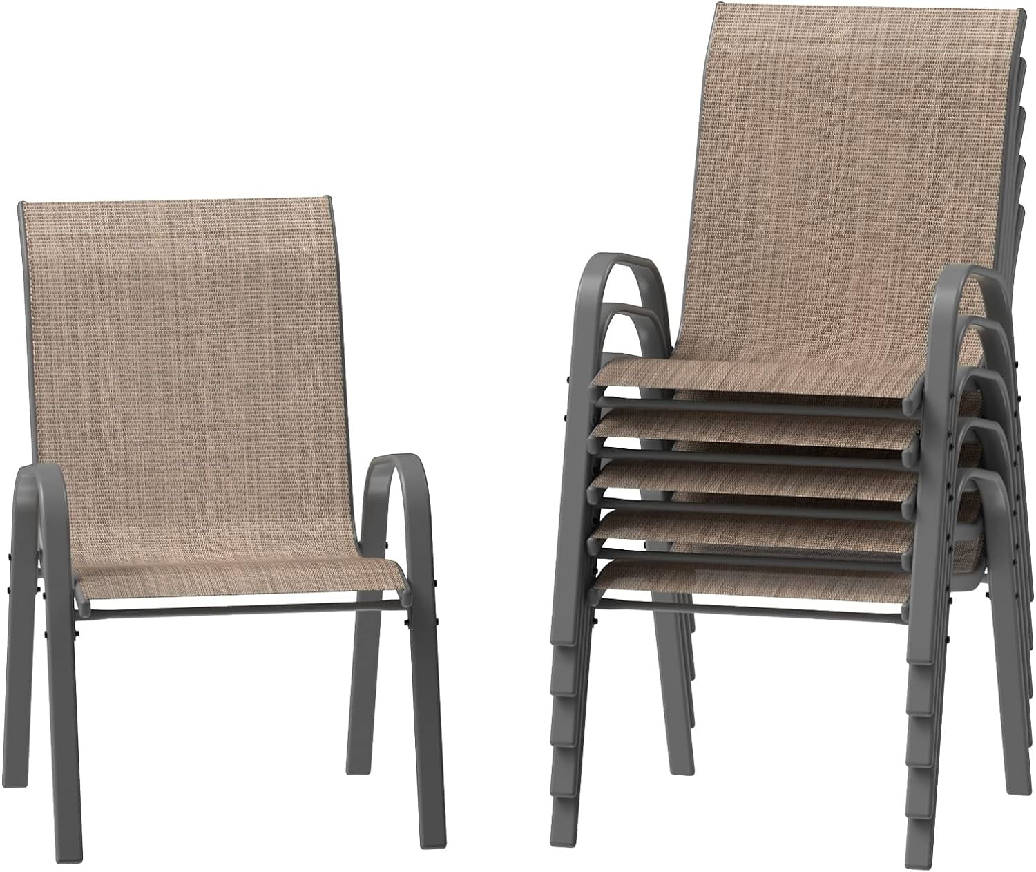 ECOPATIO Patio Chairs Set of 6, Outdoor Stackable Dining Chairs for All ...