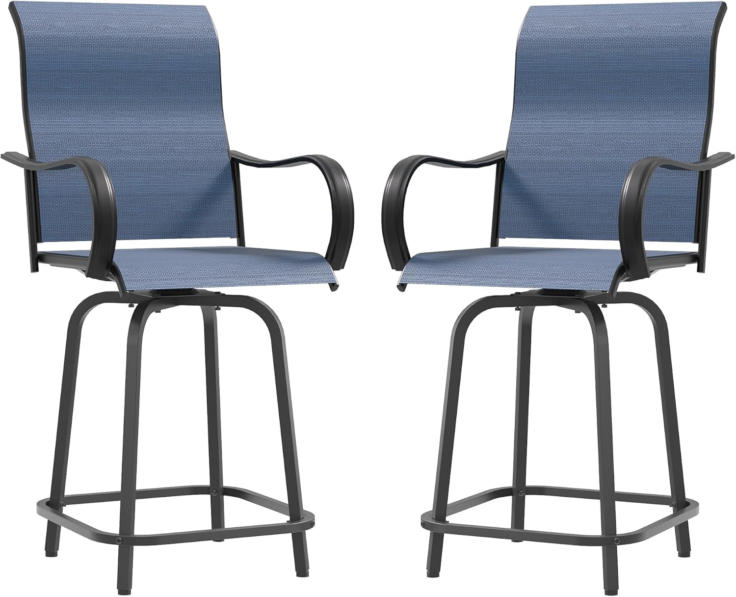 ECOPATIO Patio Swivel Bar Stools Chair of 2, All Weather High Back and ...